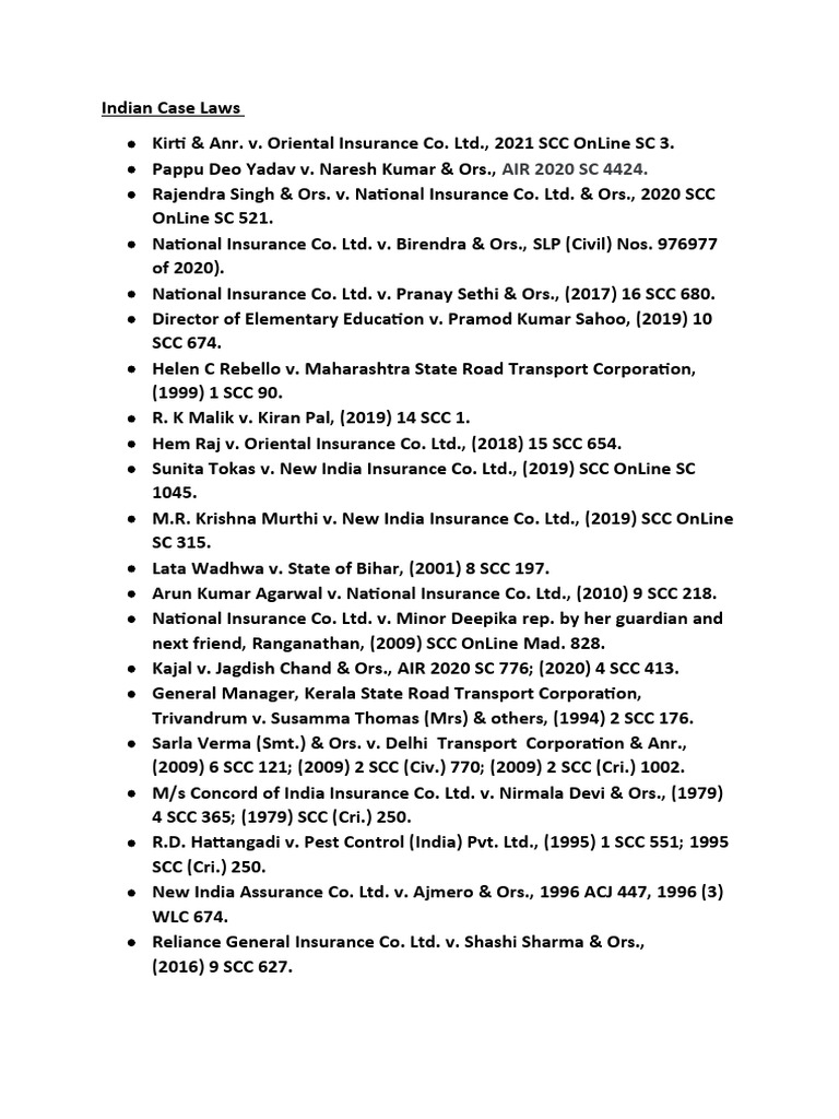 Indian Insurance Case Summaries | PDF | Insurance | Government Of India