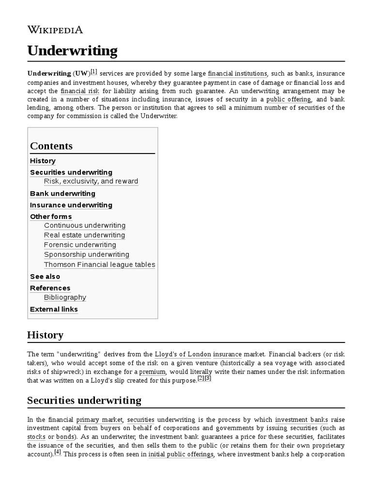 Underwriting | Download Free PDF | Underwriting | Insurance
