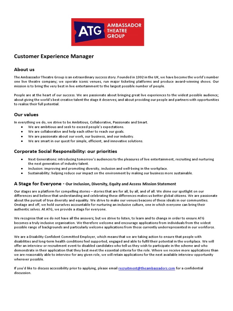 Customer Experience Manager Overview | PDF | Customer Experience | Retail