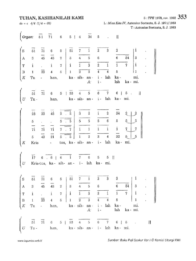 Tuhan Kasihanilah Kami, Kemuliaan, Kudus, Anak Domba Misa Iv | PDF