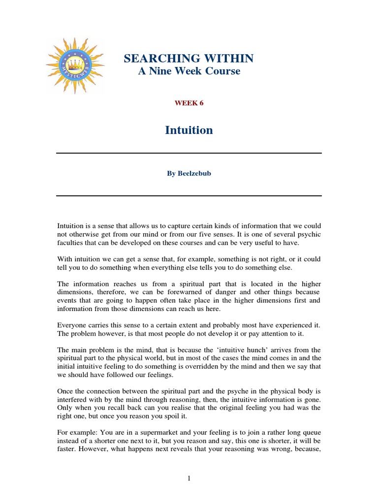 Week 6 'Intuition' | PDF | Intuition | Dream