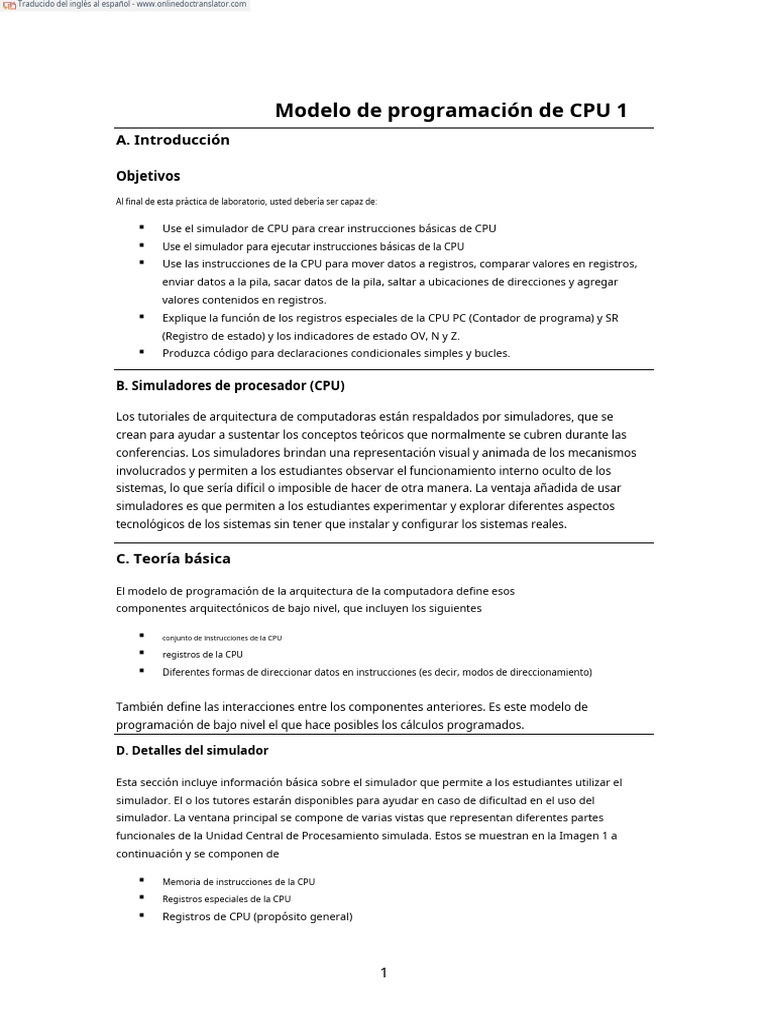 Programming-Model-1tutorial en Es | PDF | Unidad Central de procesamiento | Programa de computadora