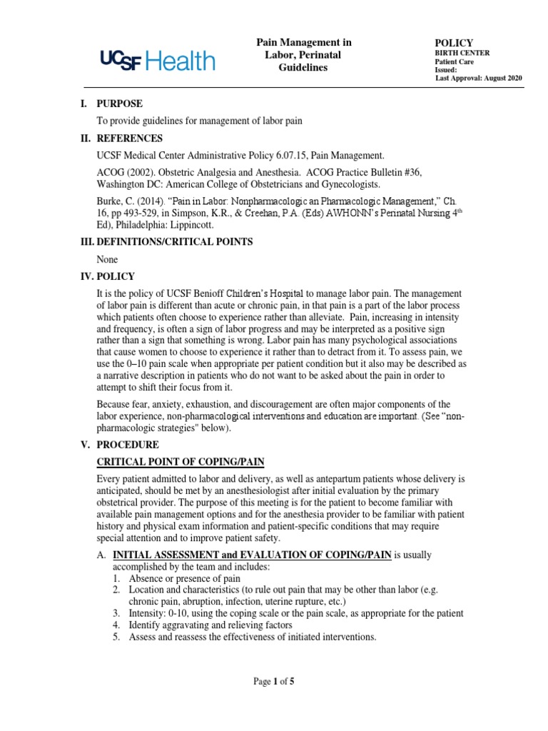 Labor Pain Management Guide | PDF | Childbirth | Pain Management