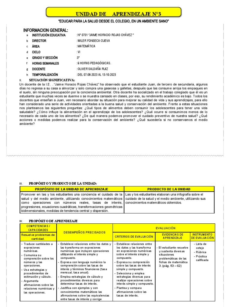 UNIDAD #III - 3ER GRADO-Matemática | Descargar gratis PDF | Evaluación ...