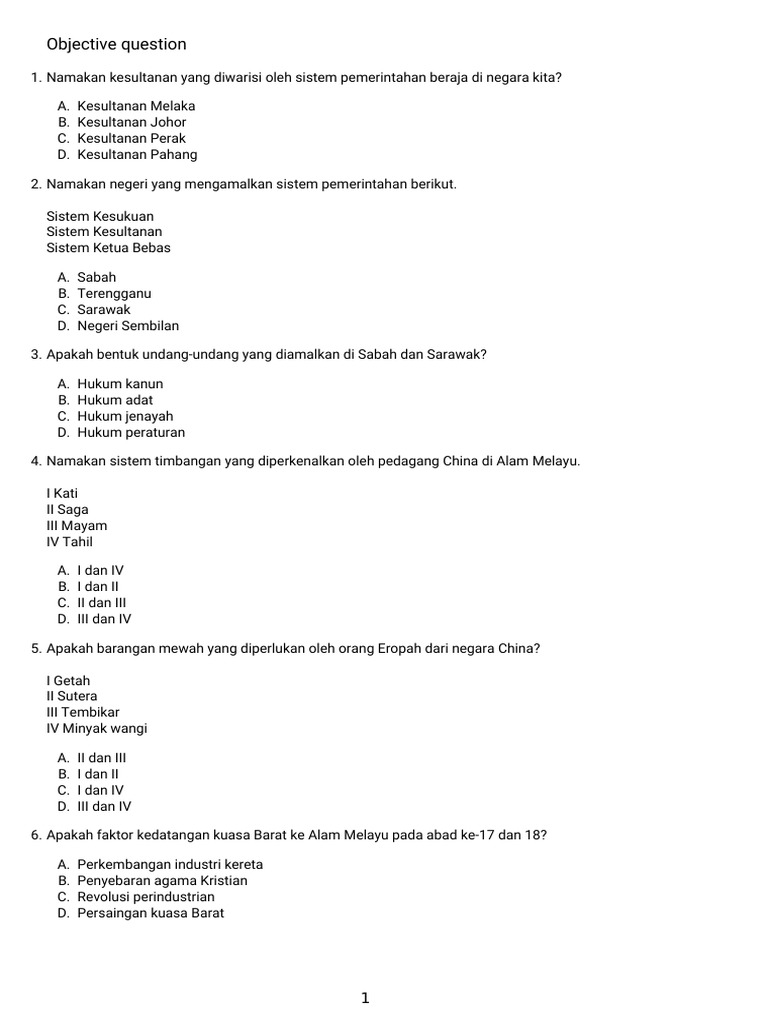 Sejarah - Sejarah F3 Bab 1 - 2022 | PDF