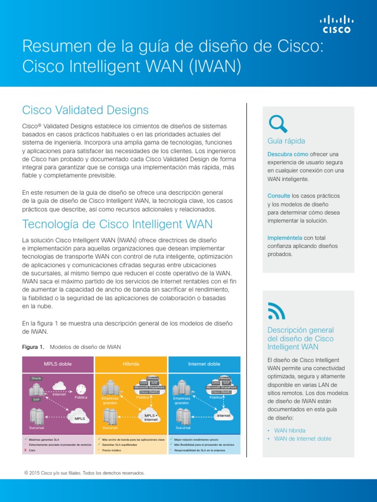 Resumen de La Guía de Diseño de Cisco: Cisco Intelligent WAN (IWAN) | PDF | Red de área amplia ...