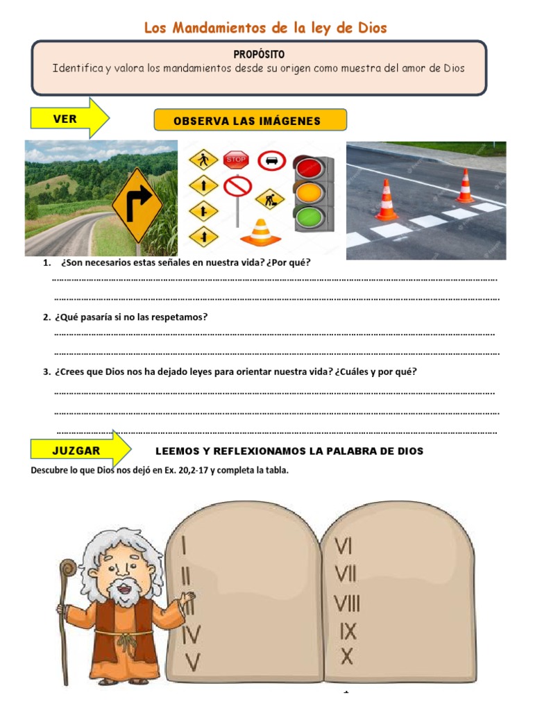 Ficha De Trabajo Los Mandamientos De La Ley De Dios Pdf Amor Diez