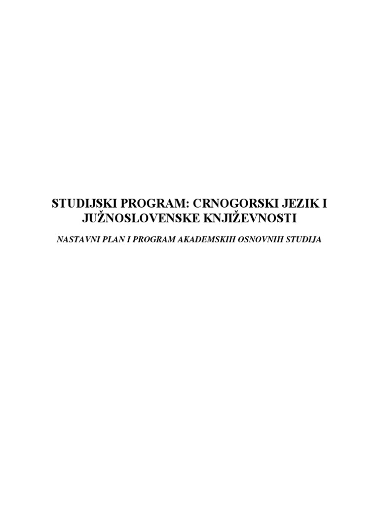 Crnogorski Planovi I Programi | PDF