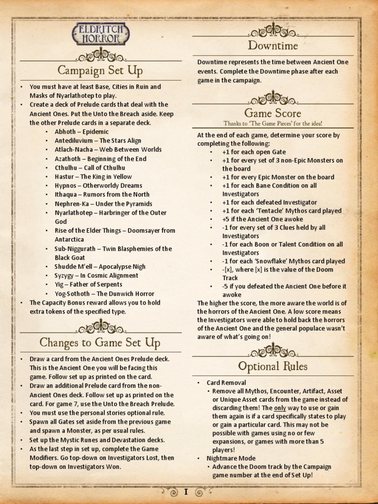 Eldritch Horror Campaign | PDF
