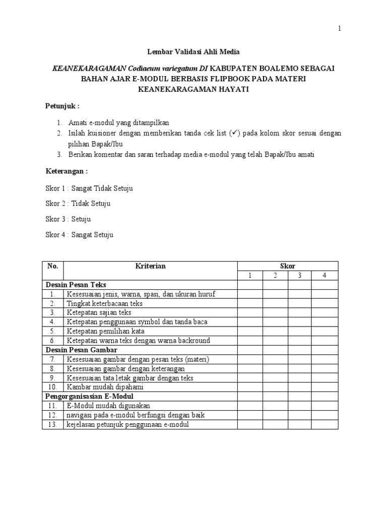 Lembar Validasi Ahli Media....... | PDF