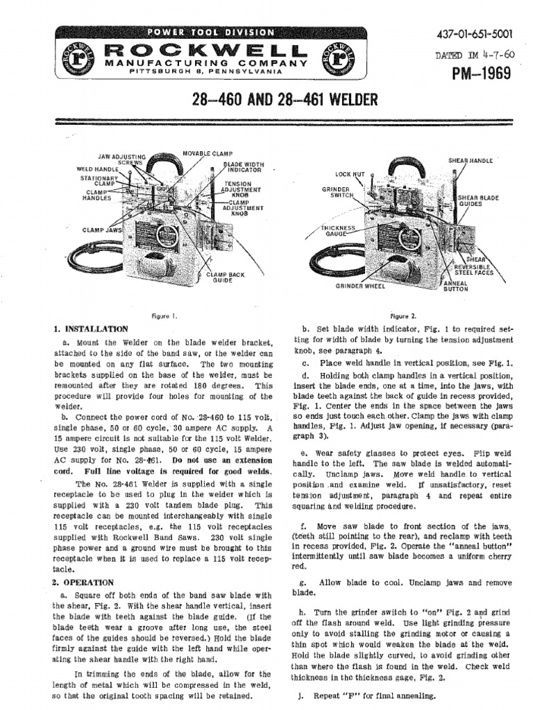 Blade welder - Rockwell 28-460 4616 | PDF