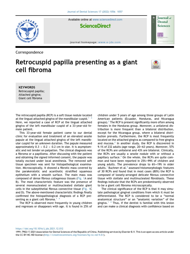 Retrocuspid Papilla as Giant Cell Fibroma | PDF | Epithelium ...