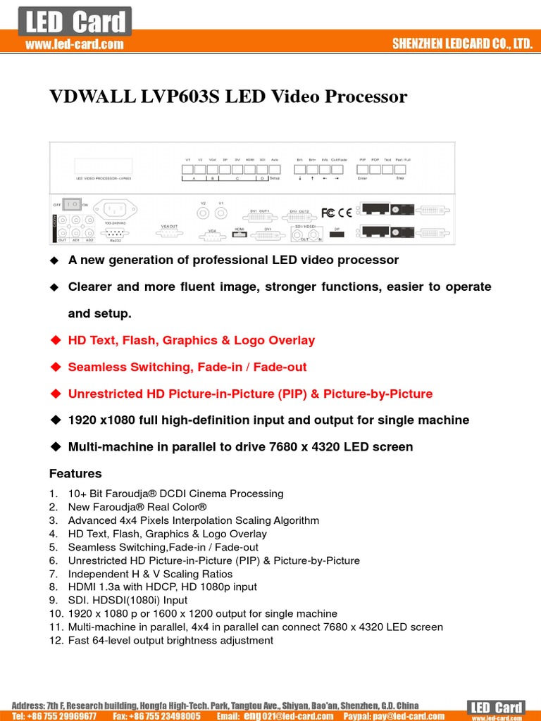 VDWALL LVP603S Video Processor | PDF | Hdmi | Electronic Engineering
