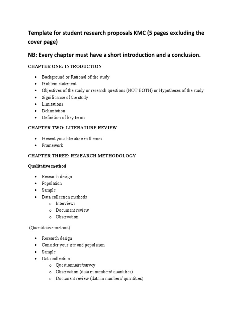 Student Research Proposal Template KMC | PDF