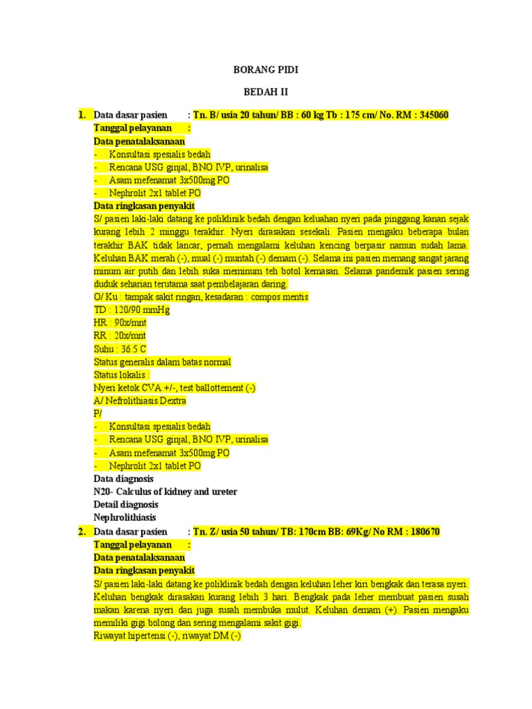 Borang Bedah Aza | PDF