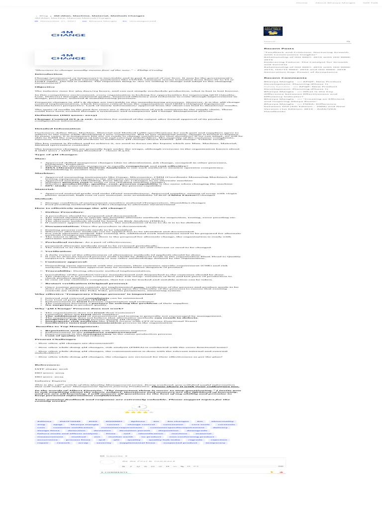 4M (Man, Machine, Material, Method) Changes | Download Free PDF ...