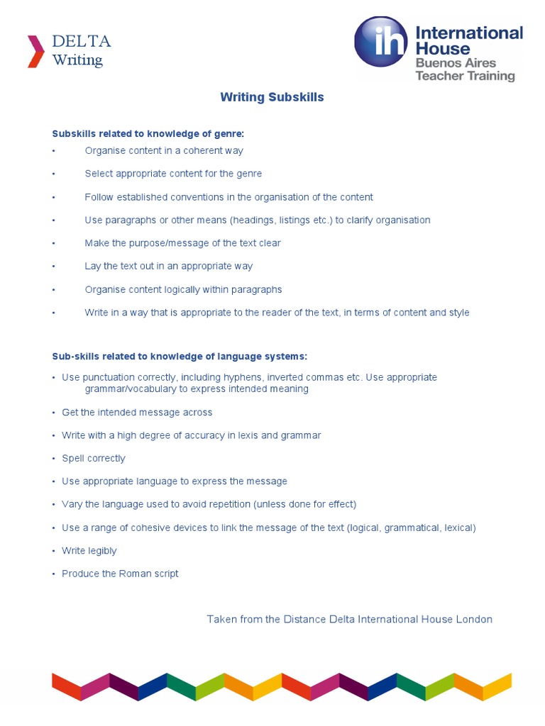 Writing Subskills | PDF