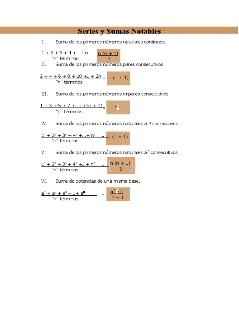 Series y Sumas Notables | PDF