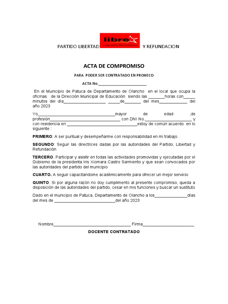 Acta de Compromiso | PDF | Gobierno