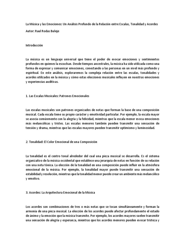 La Música y Las Emociones | PDF | Acorde (Música) | Las emociones