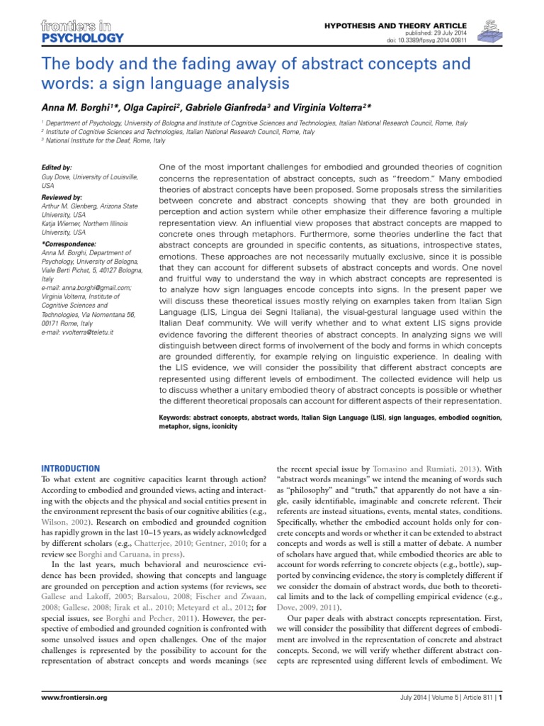Borghi Et Al | PDF | Concept | Embodied Cognition