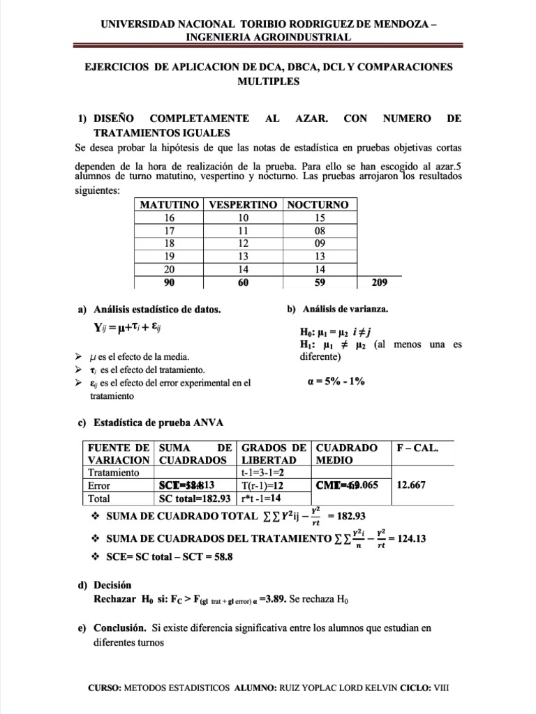 PDF Ejercicios de Aplicacion de Dca Dbca DCL y Comparaciones Multiples PDF Compress | PDF ...
