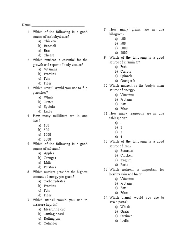 Home Economics Mid Term | PDF | Nutrients | Foods