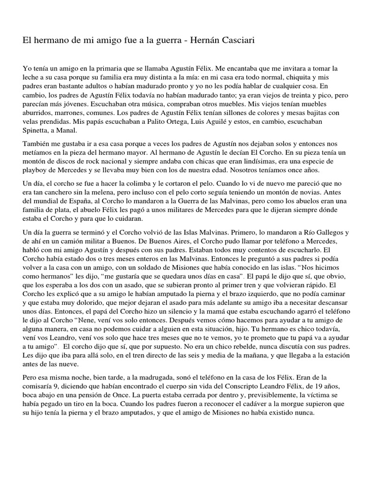 El Hermano De Mi Amigo Fue A La Guerra Pdf