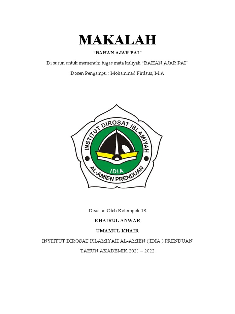 Makalah Bahan Ajar Pai | PDF