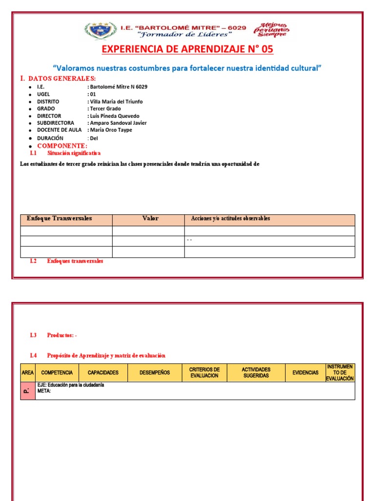 EDA 5 Personal | PDF | Evaluación | Perú
