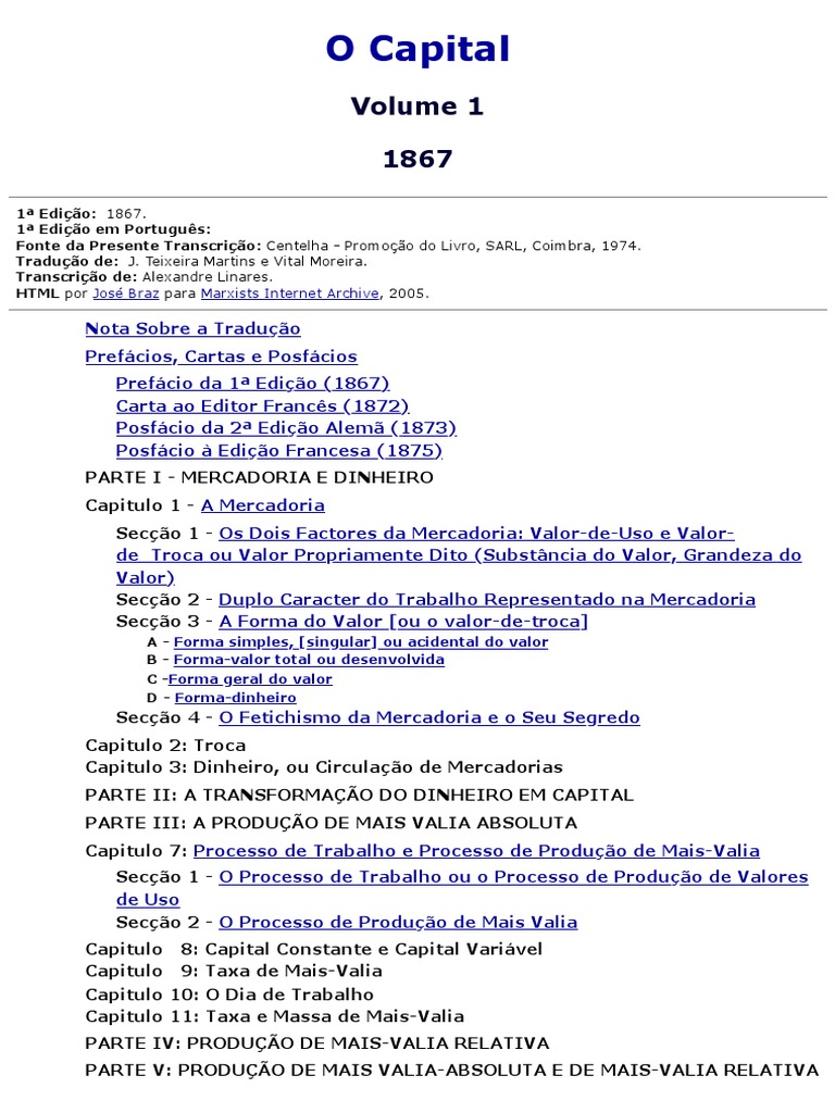 Karl Marx - O Capital (Volume 1) | PDF