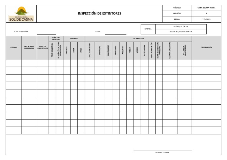 Cmsc-Ssoma-In-001 Inspección de Extintores | PDF Cmsc-Ssoma-In-001 Inspección de Extintores | PDF