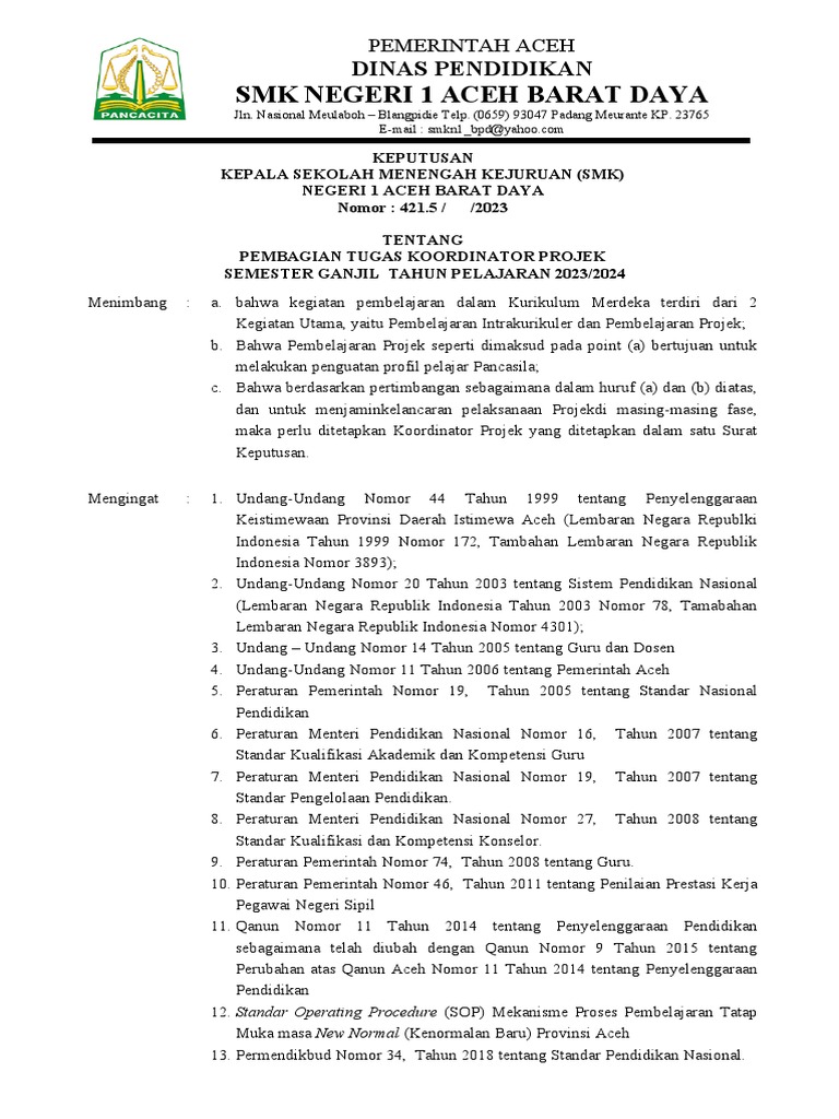 SK Koordinator Projek 17 Juli 2023 - OK | PDF