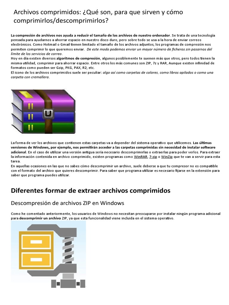 Archivos Comprimidos: Uso y Descompresión | PDF | Archivo de ...