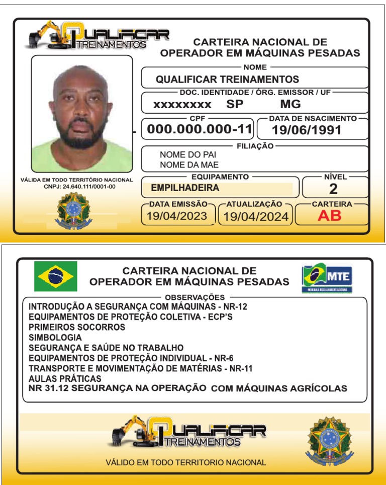 Modelo Carteirinha de Operador | PDF
