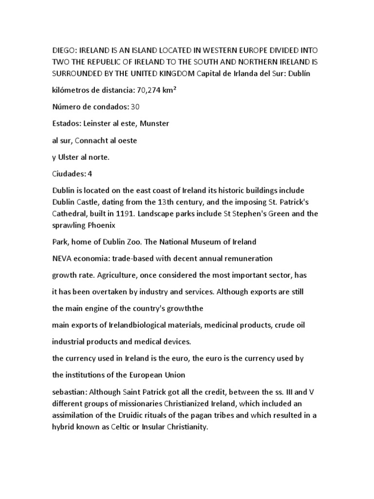 Capital and States of Ireland Explained | PDF | Ireland | Politics Of ...