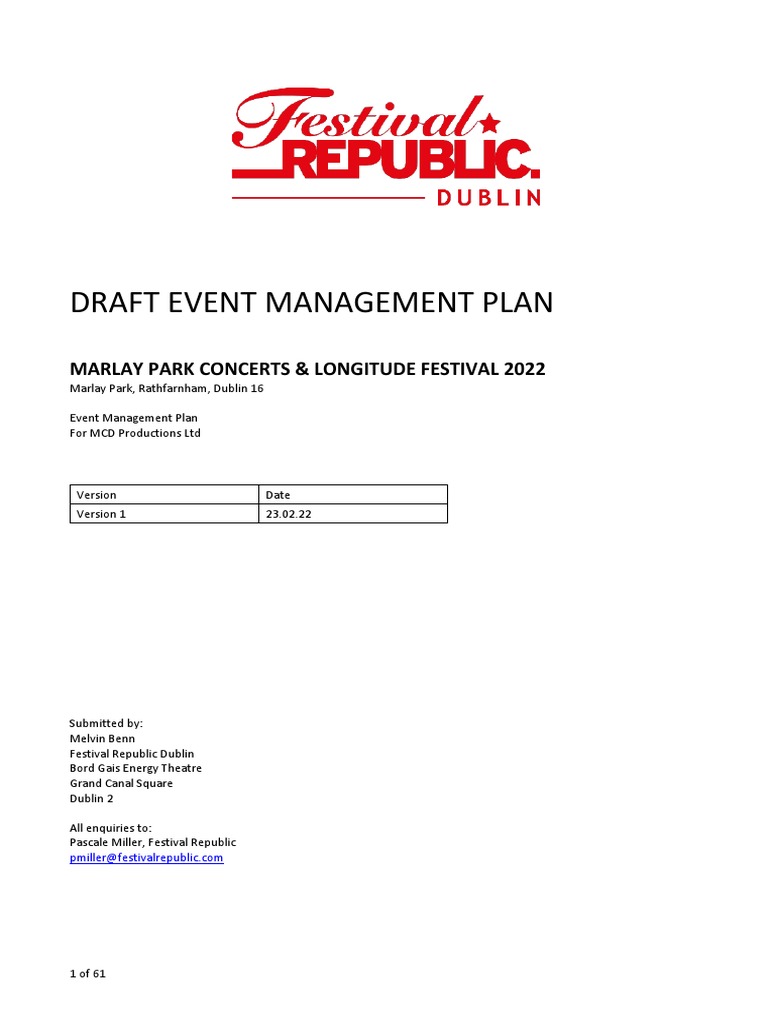 Marlay Park Concerts Event Management Plan | PDF | Fire Safety ...
