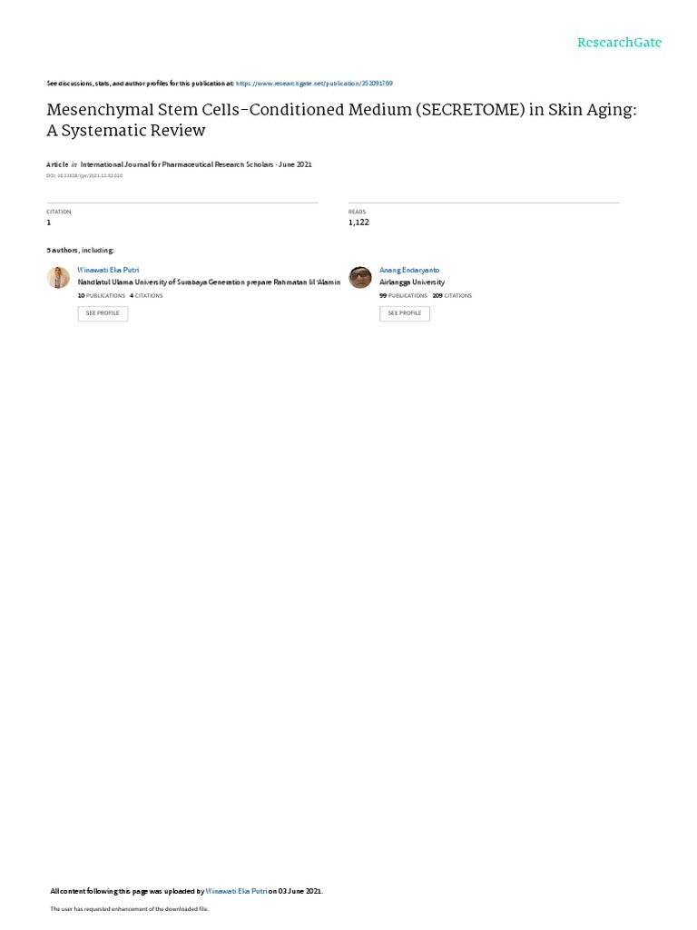 Mesenchymal Stem Cell-Conditioned Medium (Secretome) in Skin Aging A ...