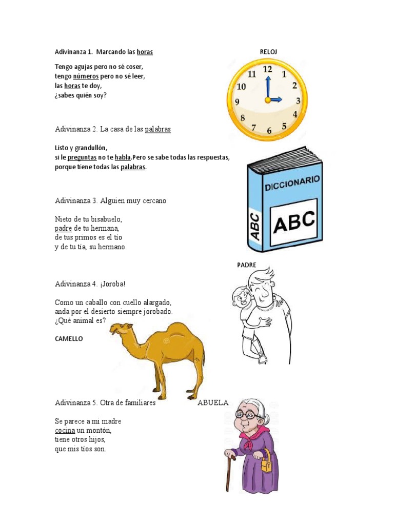 10 Adivinanzas Infantiles Ilustradas | PDF