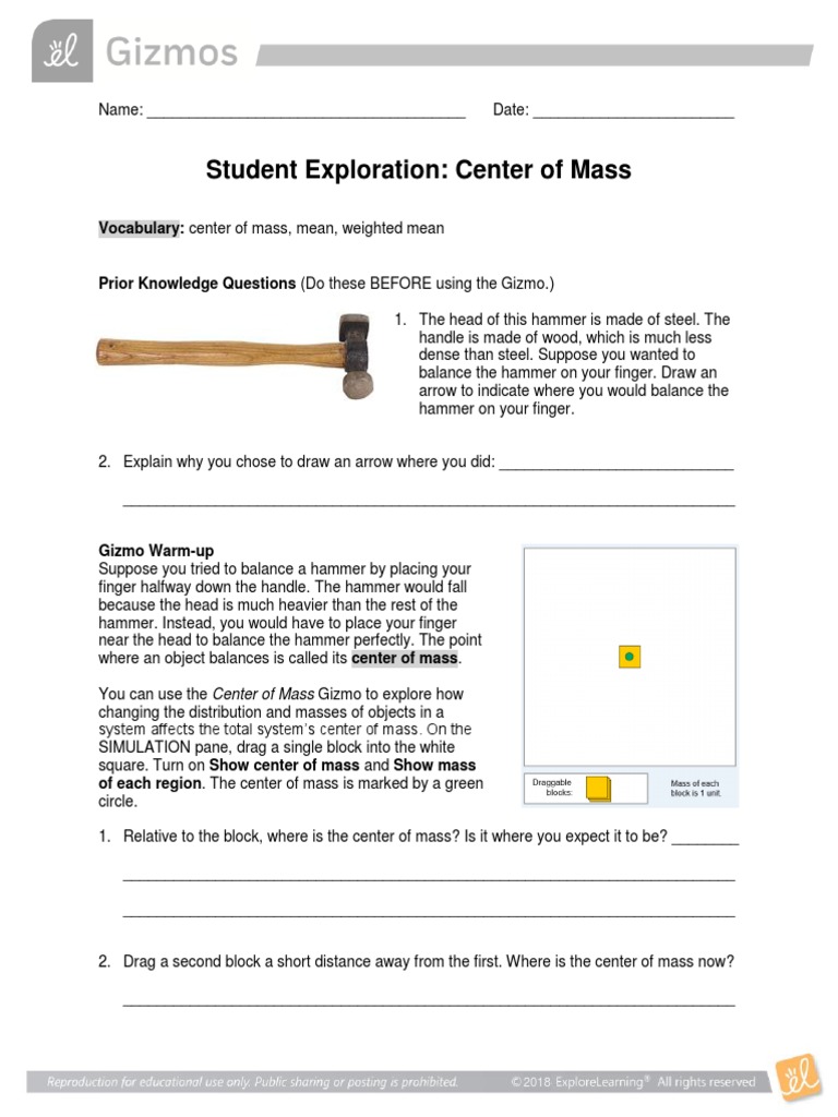 Center Mass SE | PDF | Center Of Mass | Mean