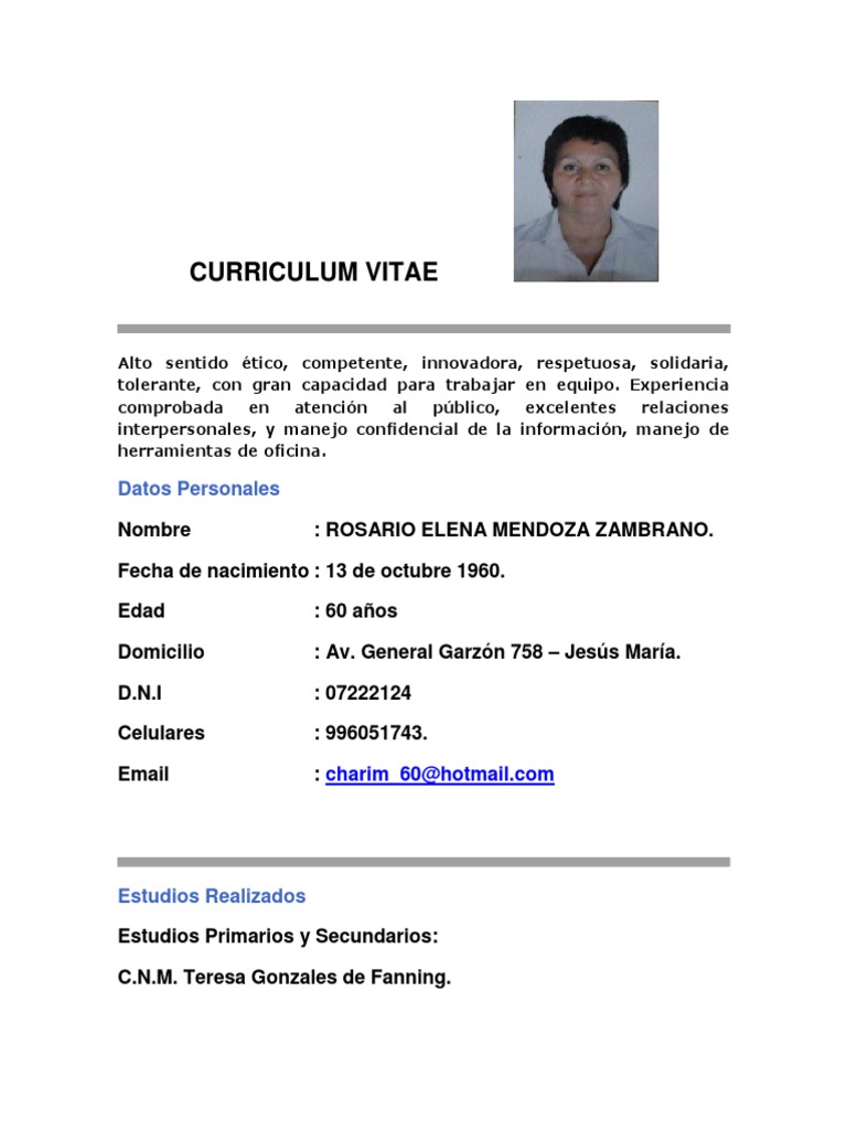 Curriculum Vitae Rosario | PDF
