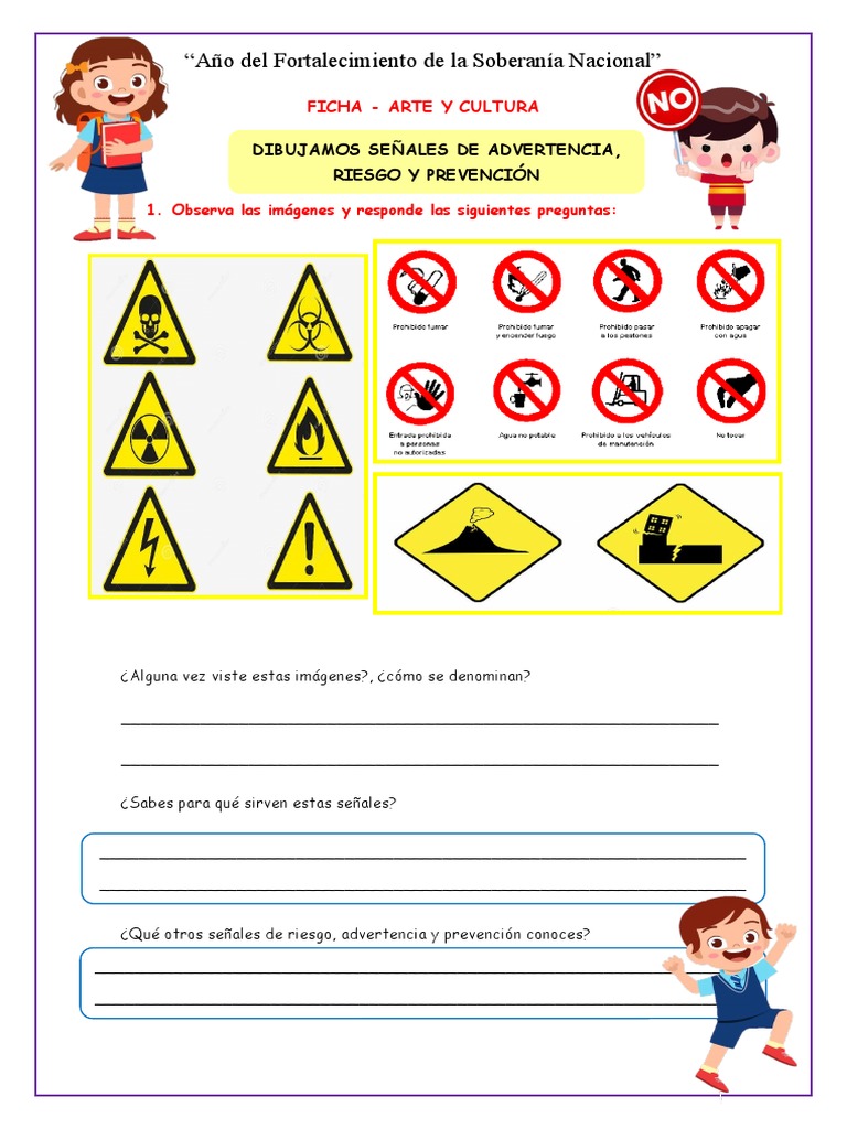 Ficha Dibujamos Señales de Alerta y Prevencion | PDF | Tecnología