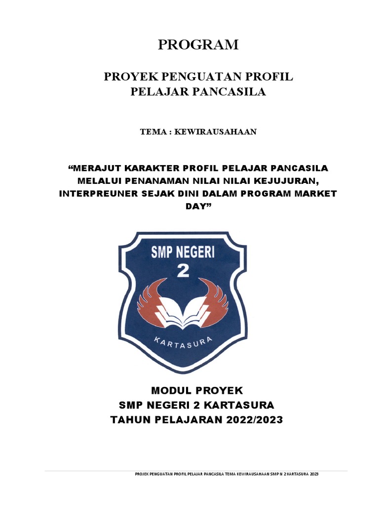 Projek P5 Kewirausahaan Tema Market Day SMP 2 KTS | PDF