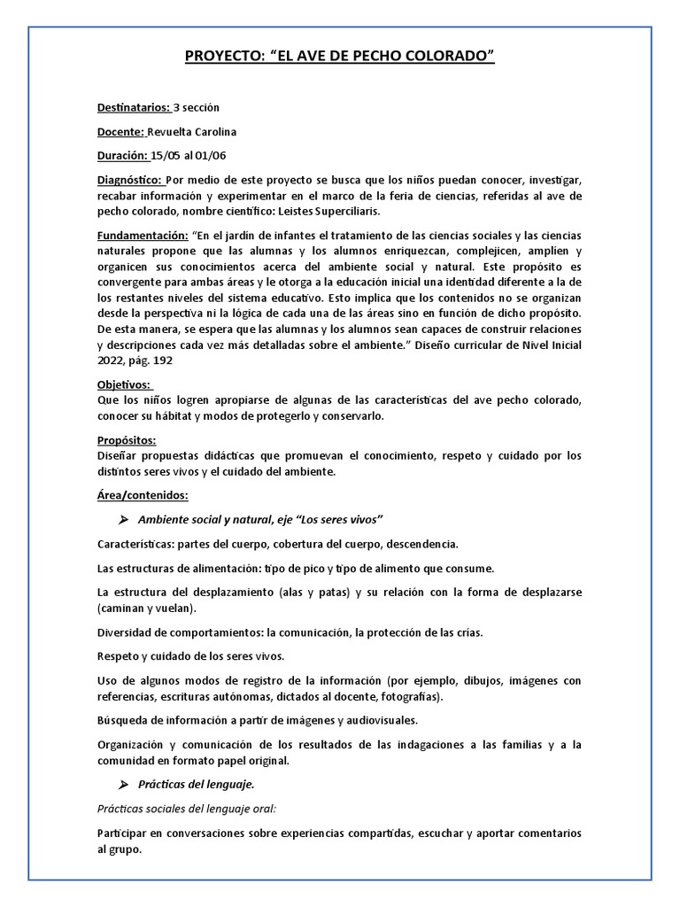 Ave Pecho Colorado | PDF | Aves | Educación de la primera infancia