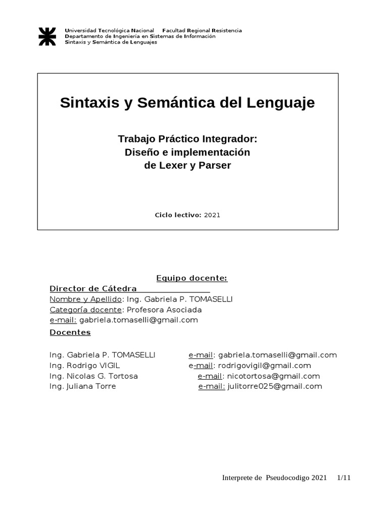 SSL2021-TP1 InterpreteLenguaje | PDF | Analizando | Lenguaje de programación
