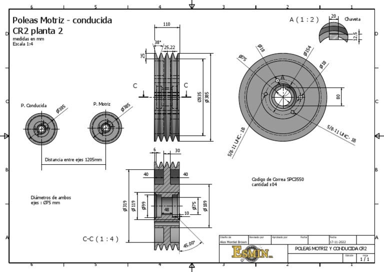 Poleas Motriz y Conducida CR2 | PDF