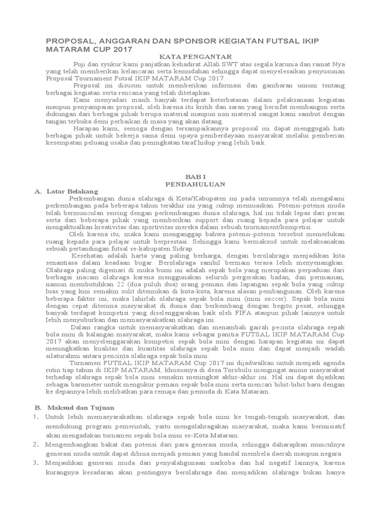 Contoh Proposal Kegiatan Lomba Futsal | PDF