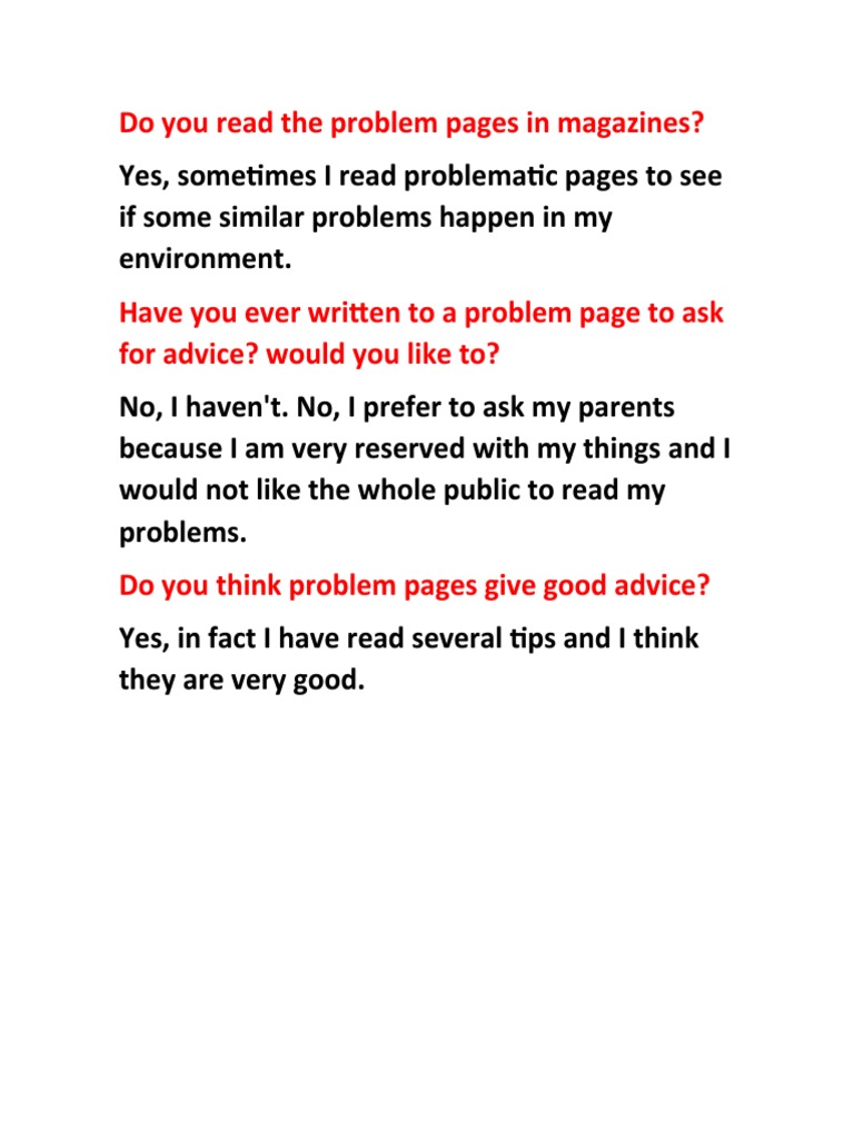Do You Read The Problem Pages in Magazines | PDF