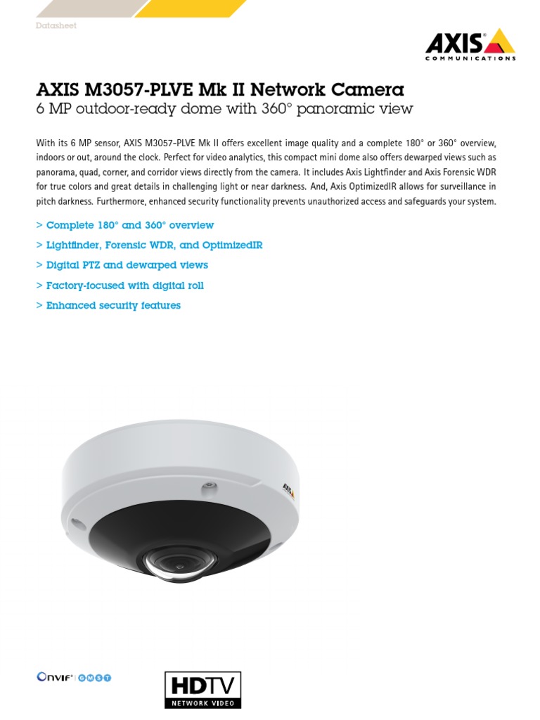 Datasheet Axis m3057 Plve MK II Network Camera en US 397856 | PDF | Camera | Computer Network