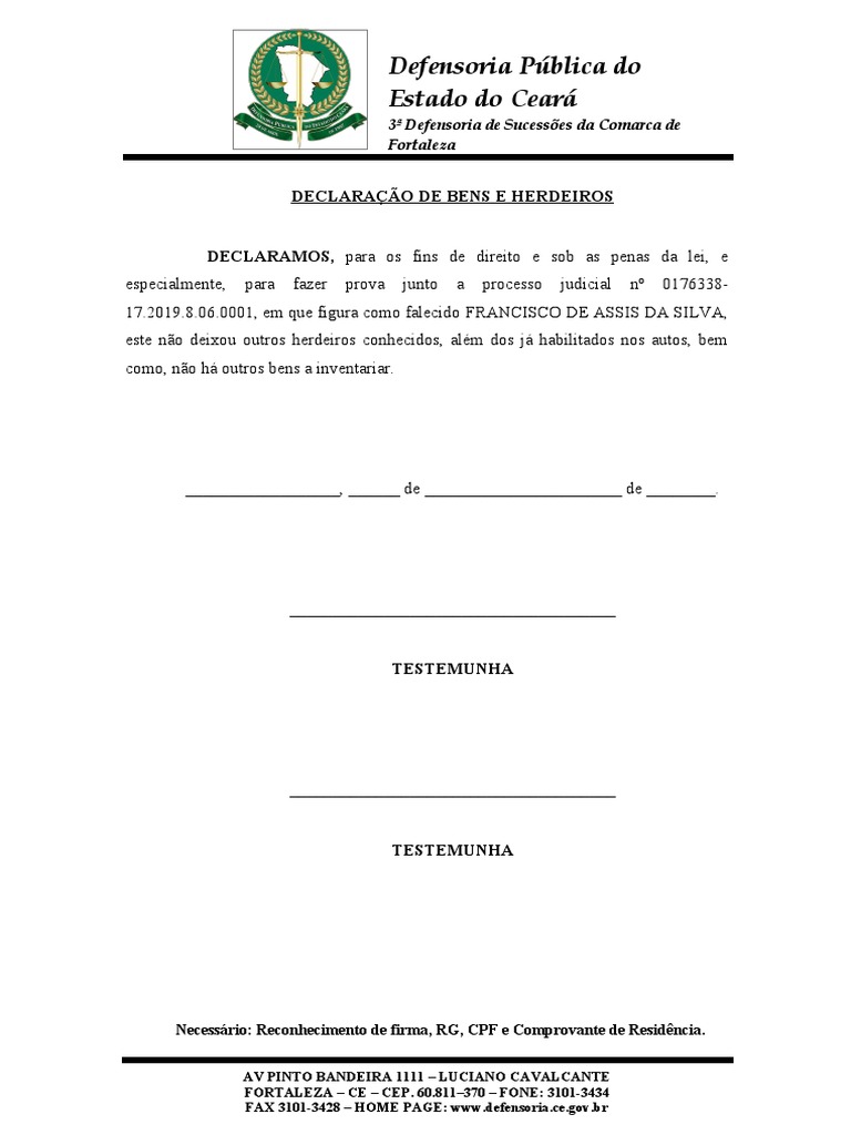 Declaracao de Bens e Herdeiros | PDF | Ciências Sociais